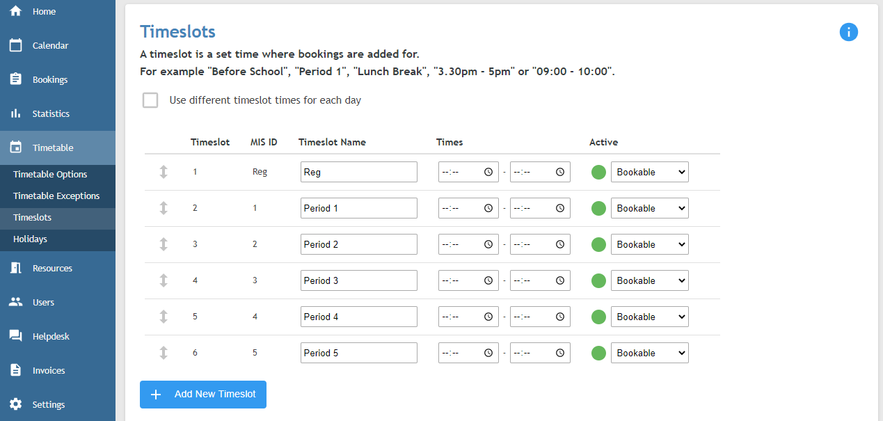 Adding And Editing Timeslots SchoolCloud Room Booking Room Booking Adding And Editing Timeslots SchoolCloud Room Booking Room Booking