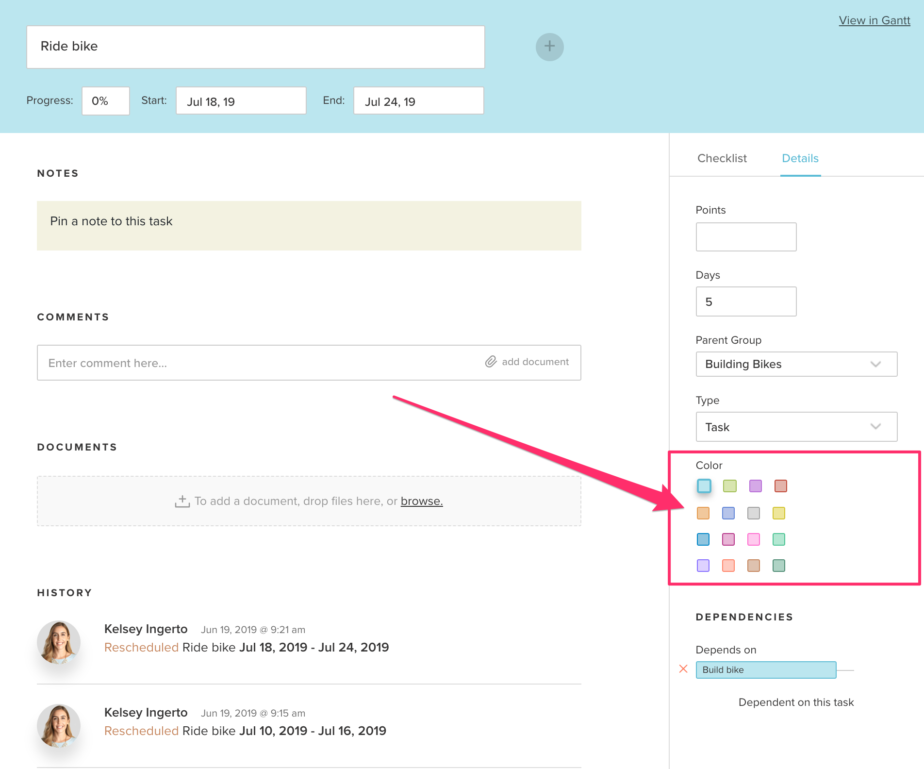 Task Colors - Getting Started with TeamGantt