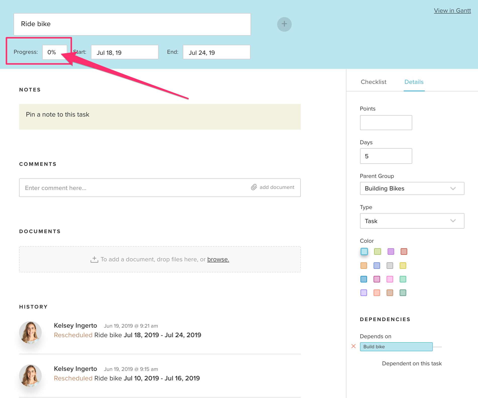 Edit, Delete, or Complete a Task - Getting Started with TeamGantt