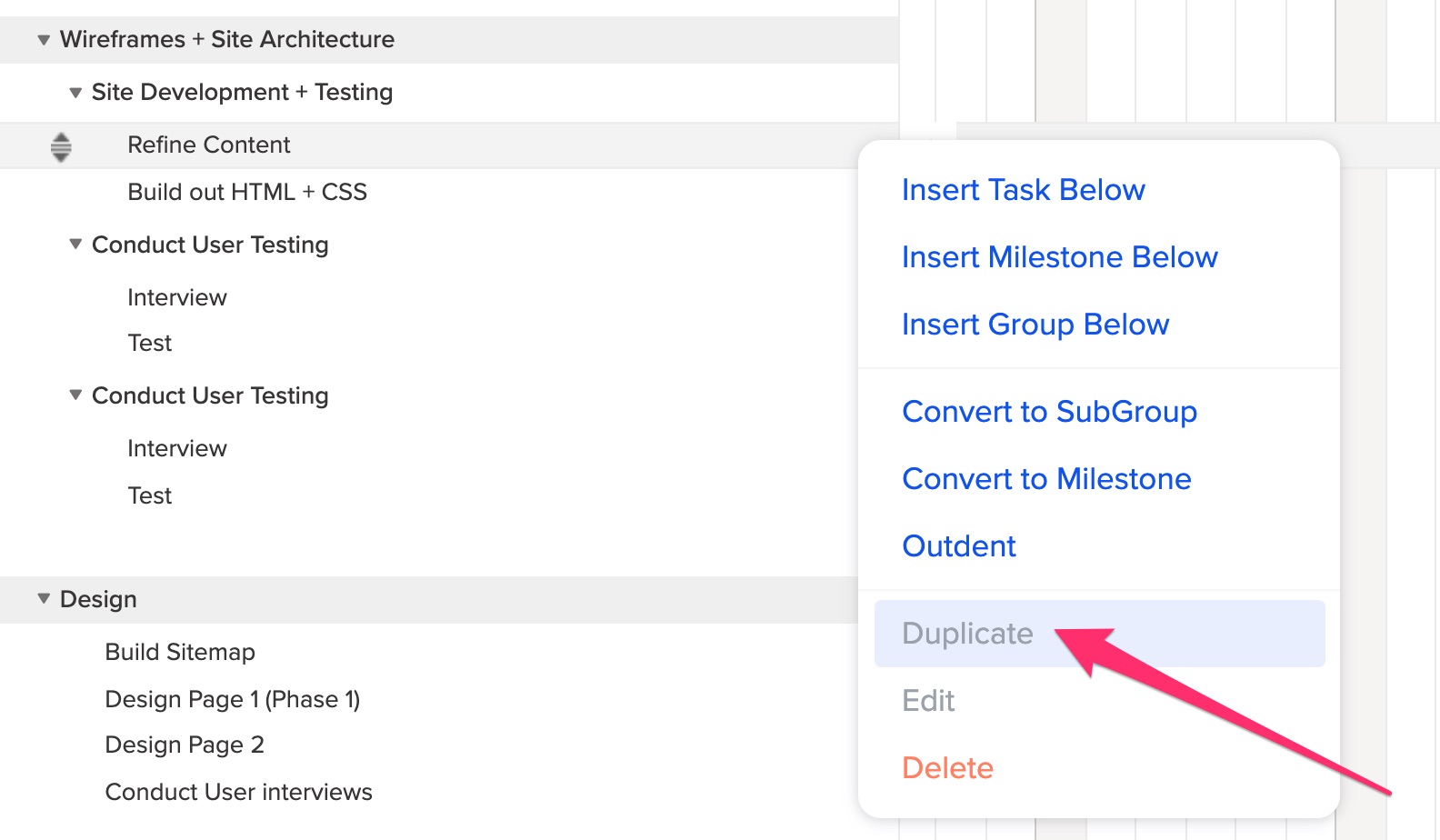 Duplicate a Task or Group of Tasks - Getting Started with TeamGantt