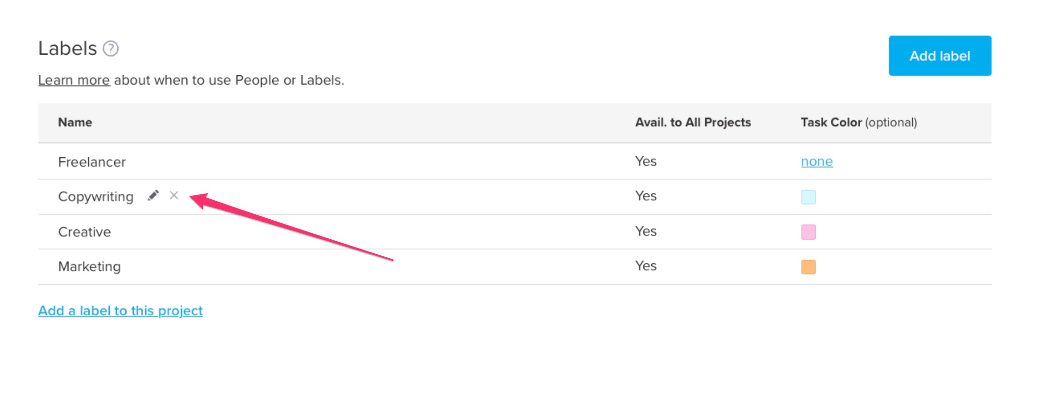 Add, Edit, and Remove Labels - Getting Started with TeamGantt