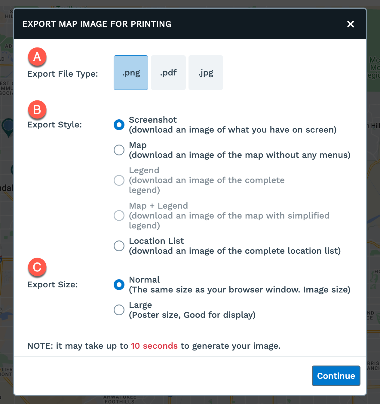 Exporting a Map Image - Maptive Answer Center