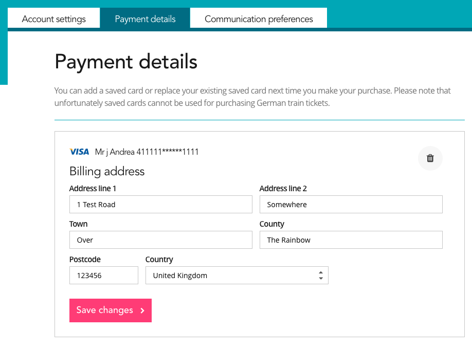 Saved payment cards - Loco2 Help