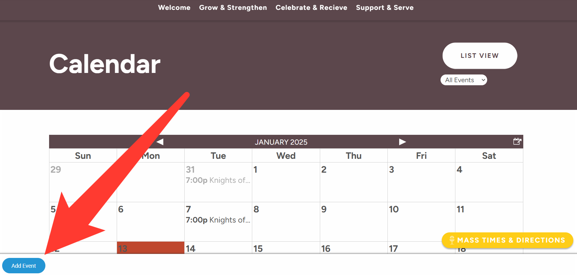 How to use your Calendar Page - eCatholic Help Center