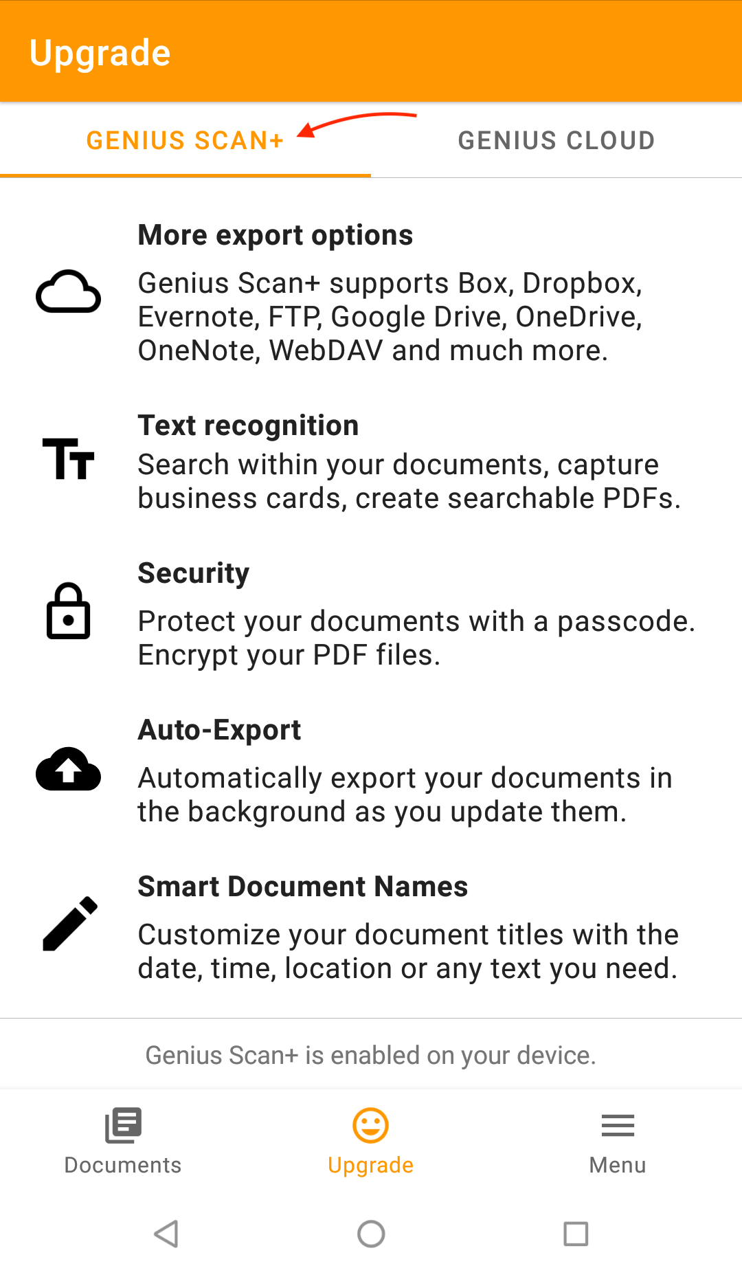 Restore purchase of the Genius Scan advanced features - Genius Scan