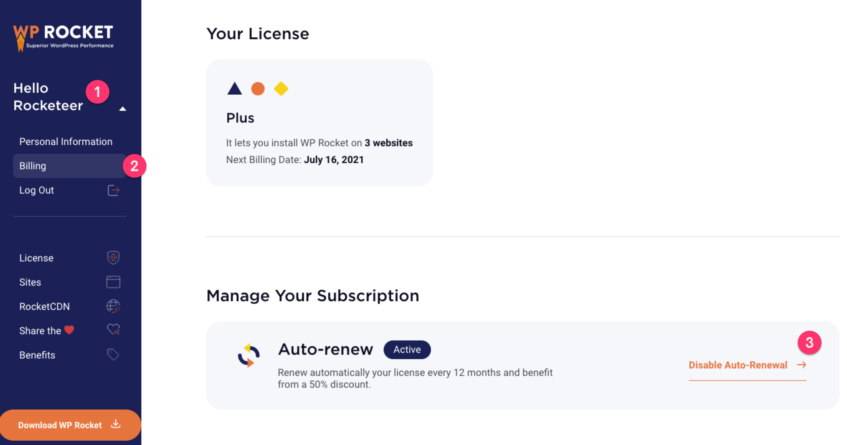 Automatic Renewal - WP Rocket Knowledge Base