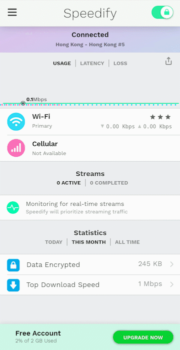 Account Settings - Speedify Mobile