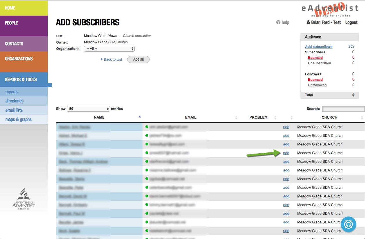 Listas de mensajería - Crear una lista - eAdventist