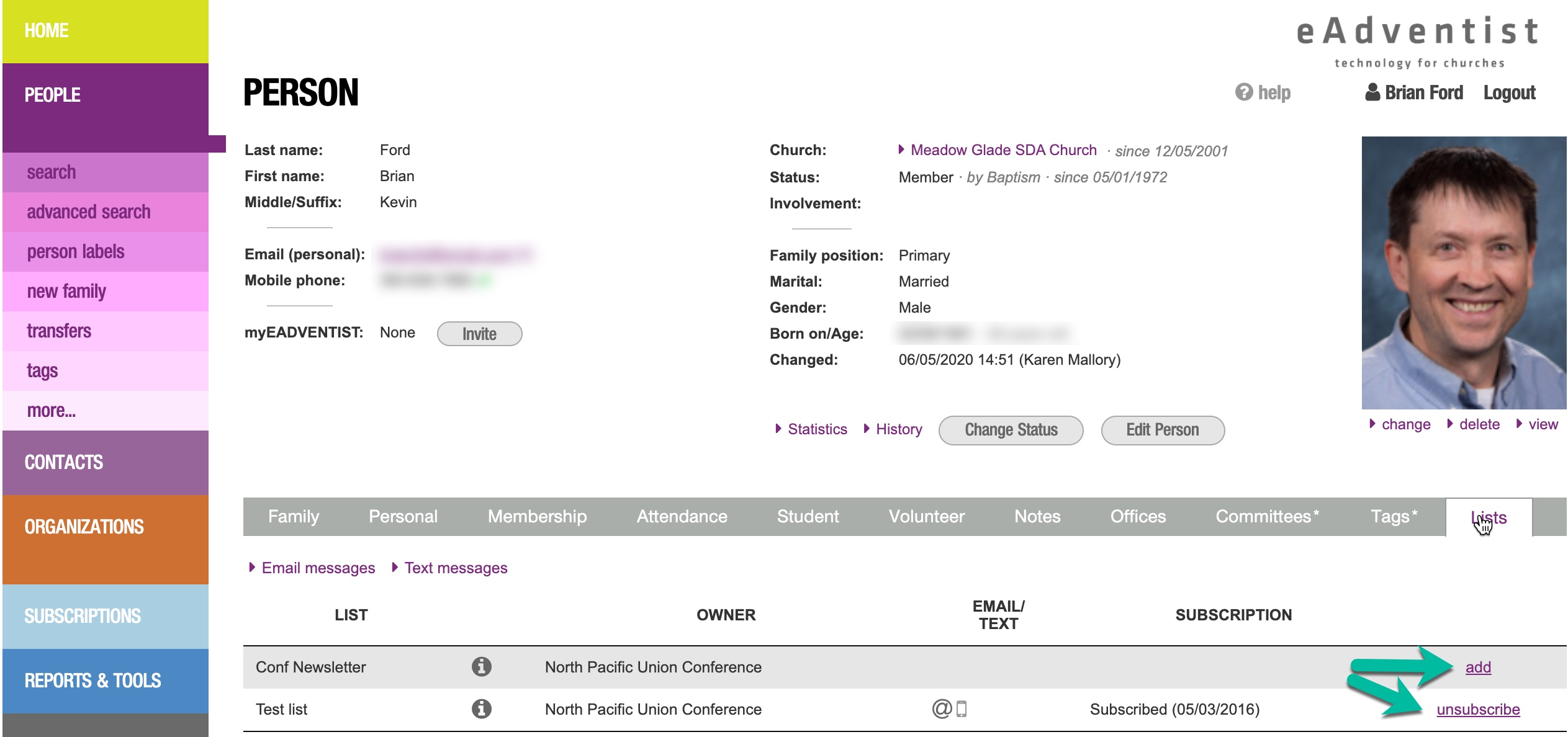 Listas de mensajería - Agregando suscriptores - eAdventist
