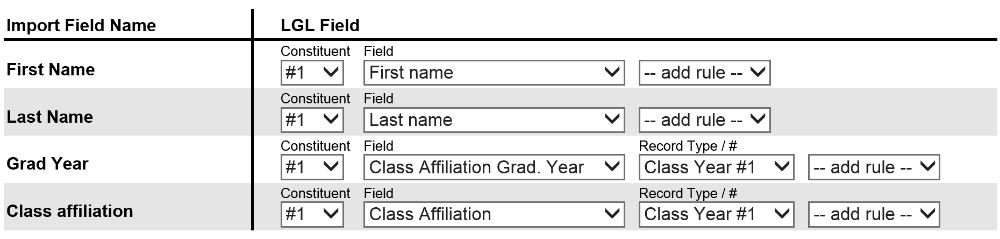 Mapping class-year fields - Little Green Light Knowledge Base
