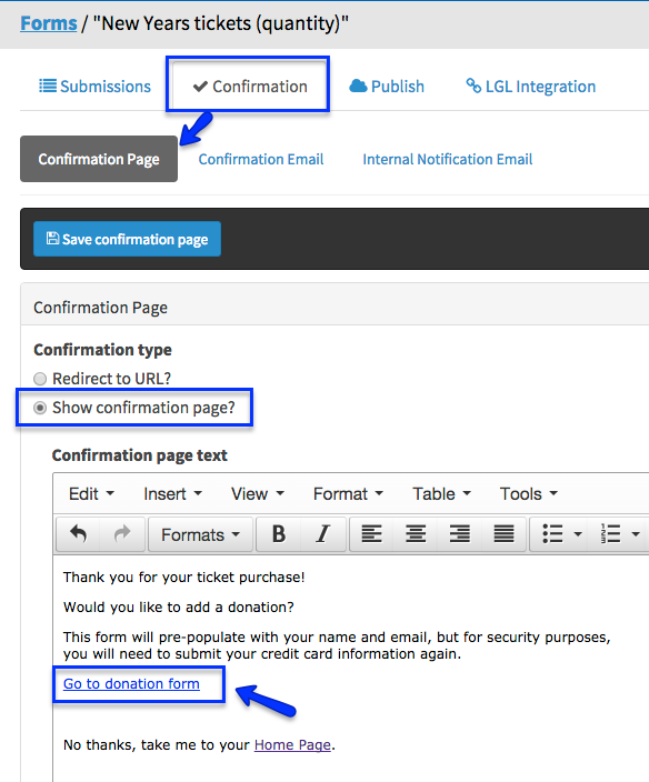 (Advanced) Pass values from a form confirmation page into another form ...