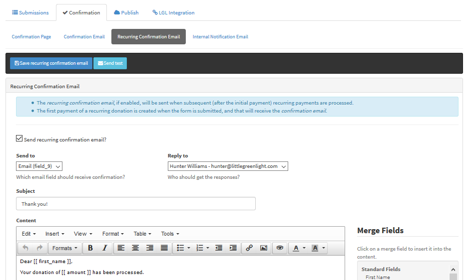Define your form’s confirmation options - Little Green Light Knowledge Base