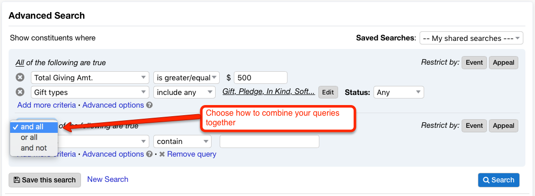 Complex constituent searches - Little Green Light Knowledge Base