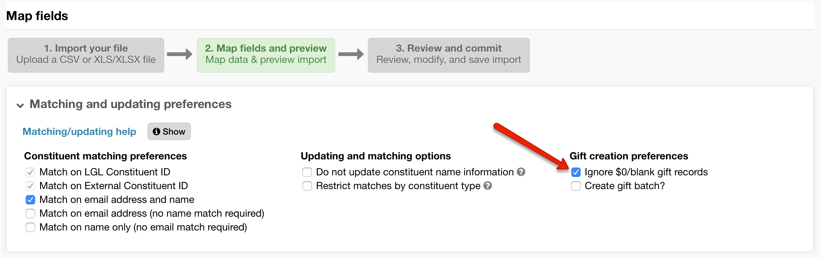 Mapping gift fields - Little Green Light Knowledge Base