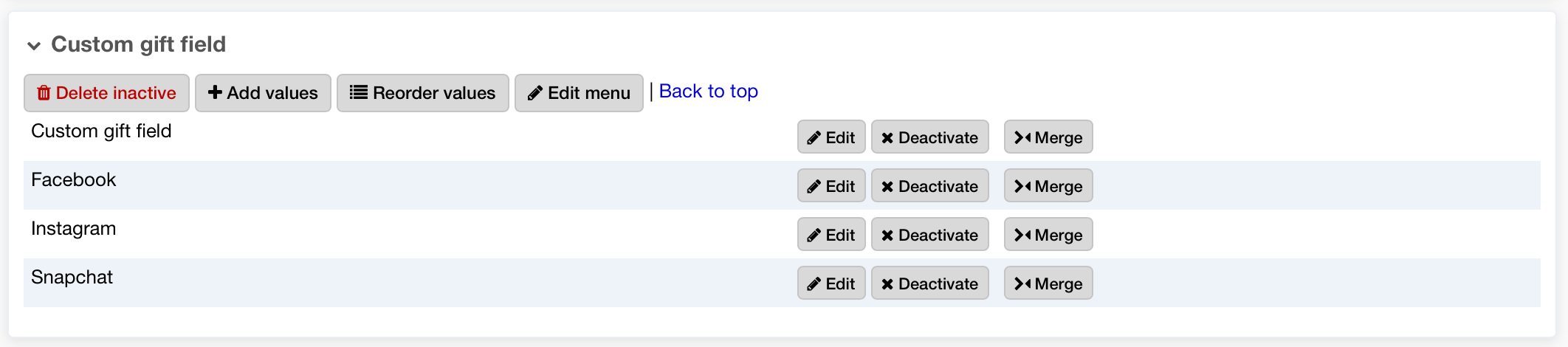Custom gift fields - Little Green Light Knowledge Base