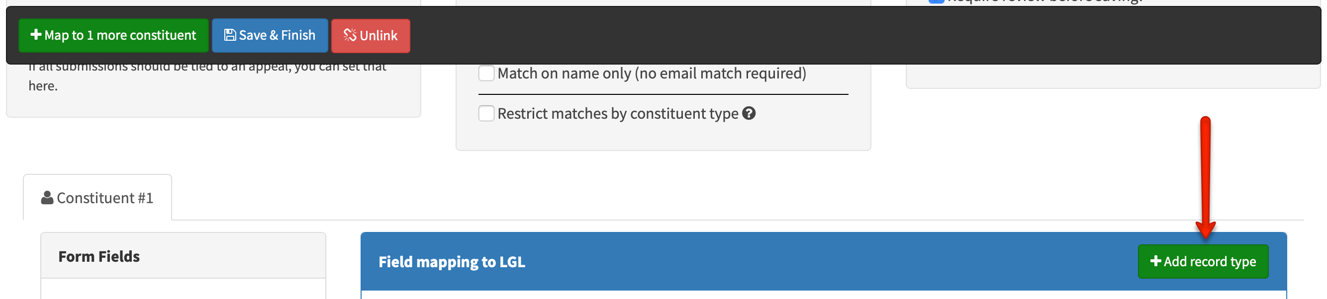 Forms: Map input values from a dropdown menu or radio button list to normalized values in LGL ...