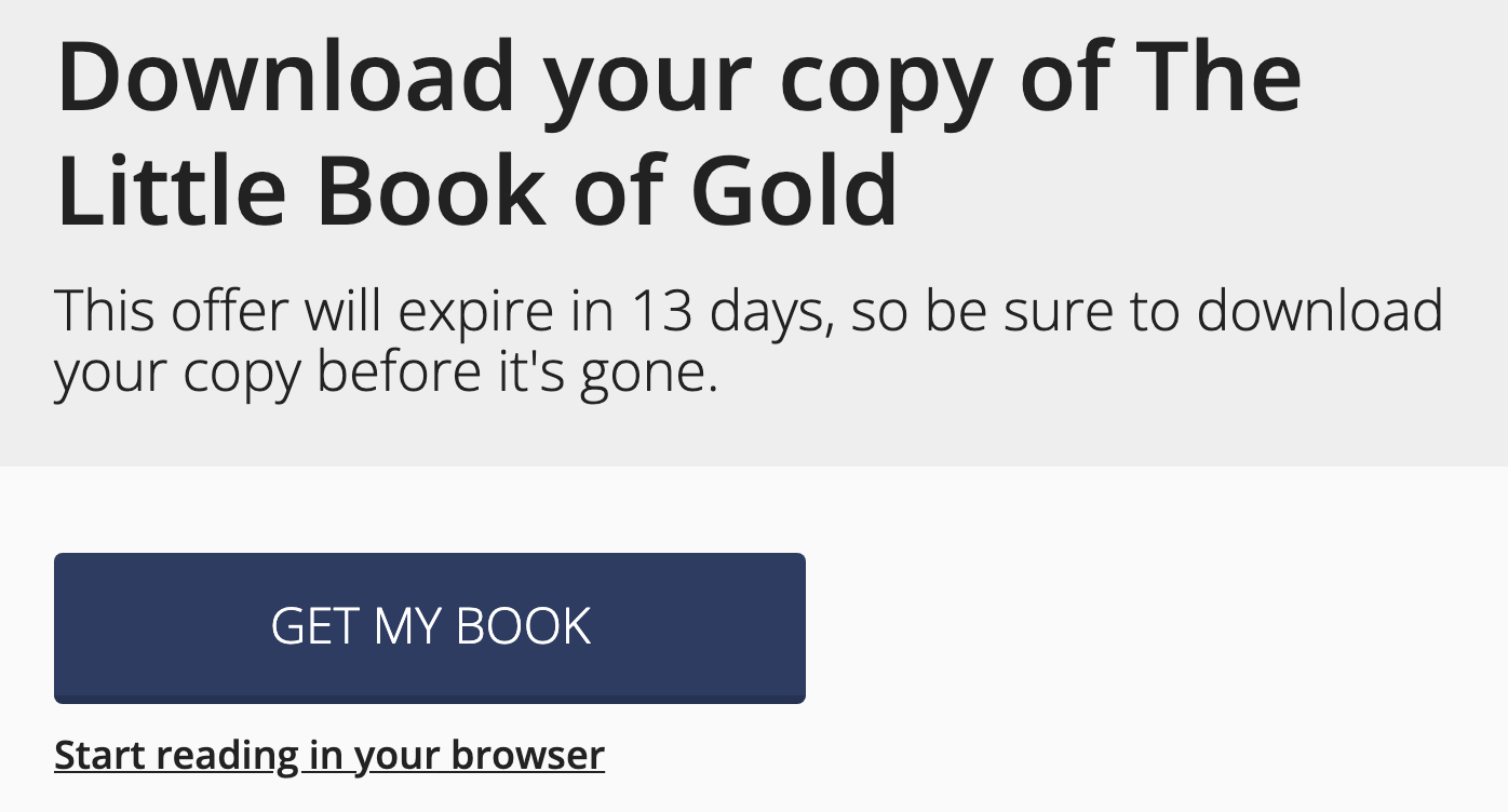 Free copy of "The Little Book of Gold" available to LGL customers ...