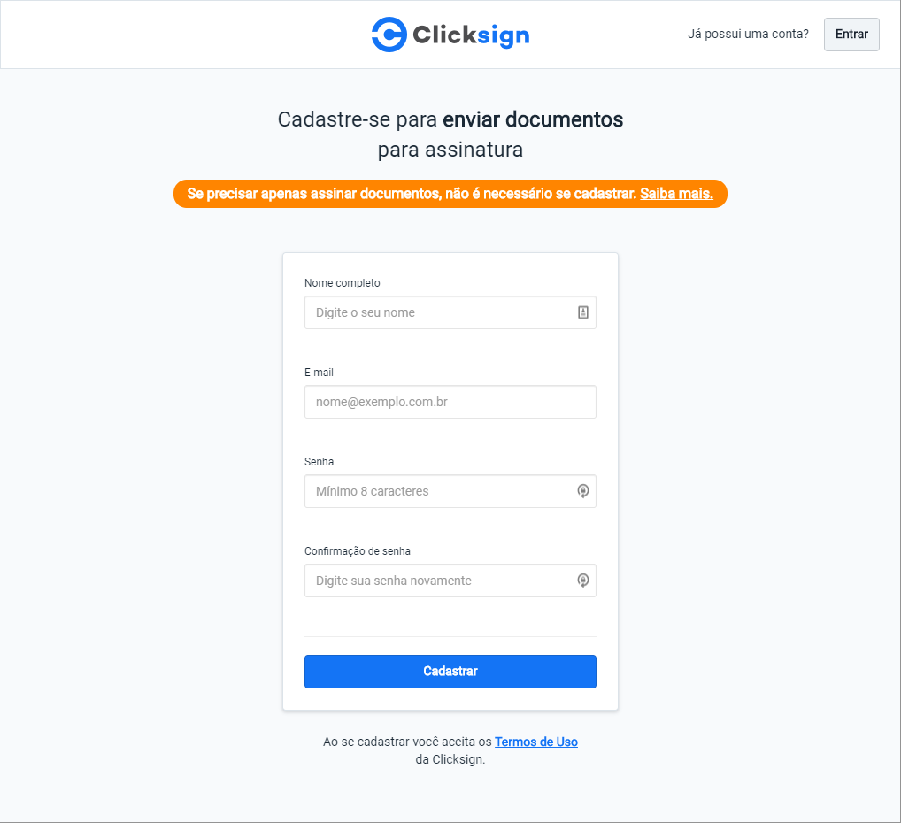Como me cadastrar na Clicksign? - Ajuda