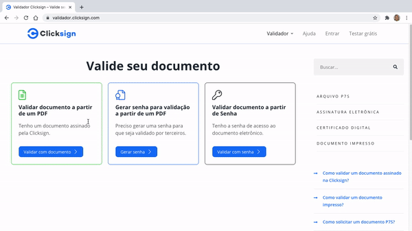 Validador Clicksign - Ajuda