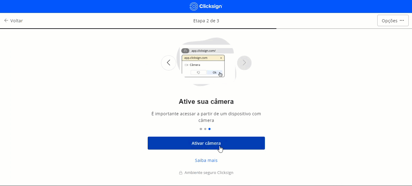 Assinando um documento com selfie dinâmica - Ajuda