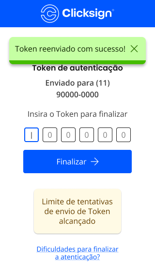 Limite de tentativas de reenvio de Token via WhatsApp - Ajuda