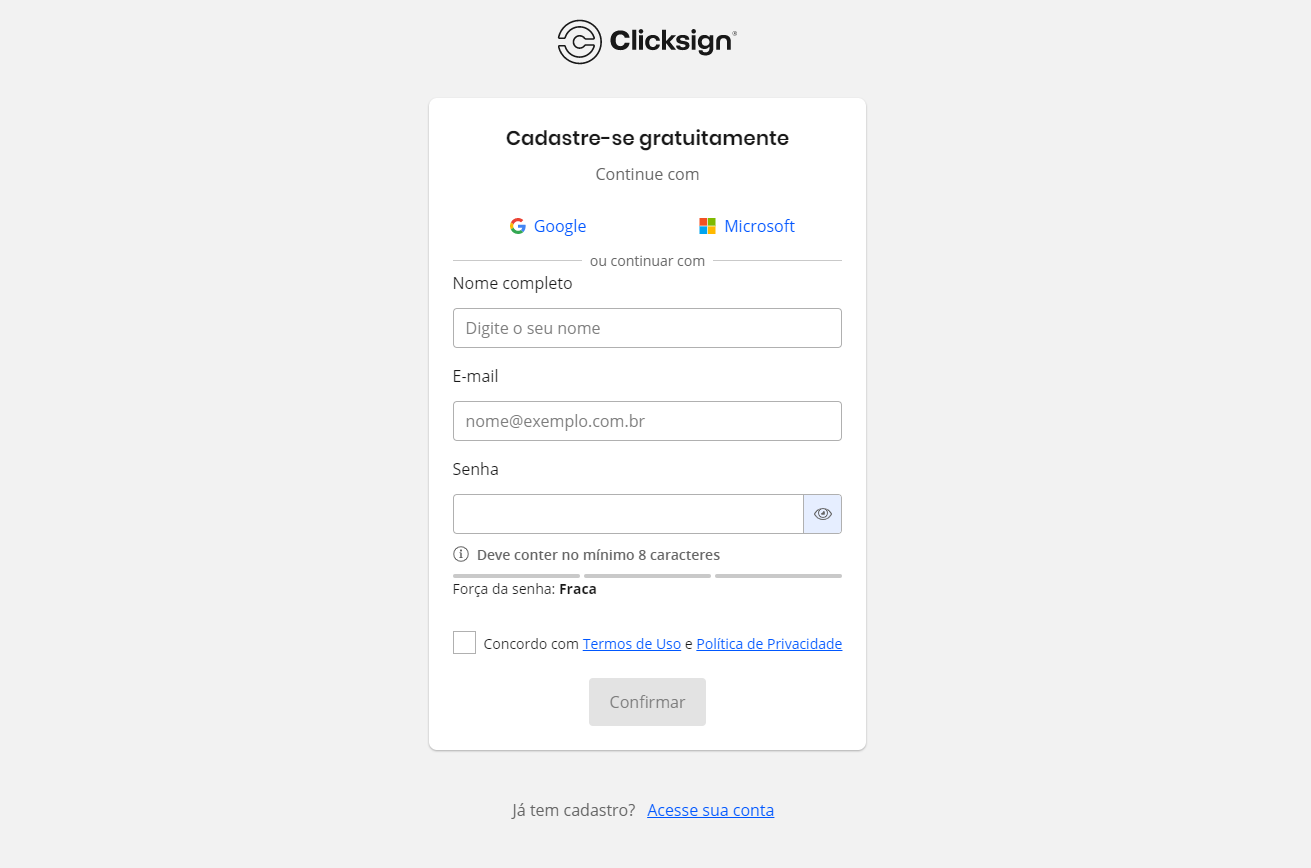 Como me cadastrar na Clicksign? - Ajuda