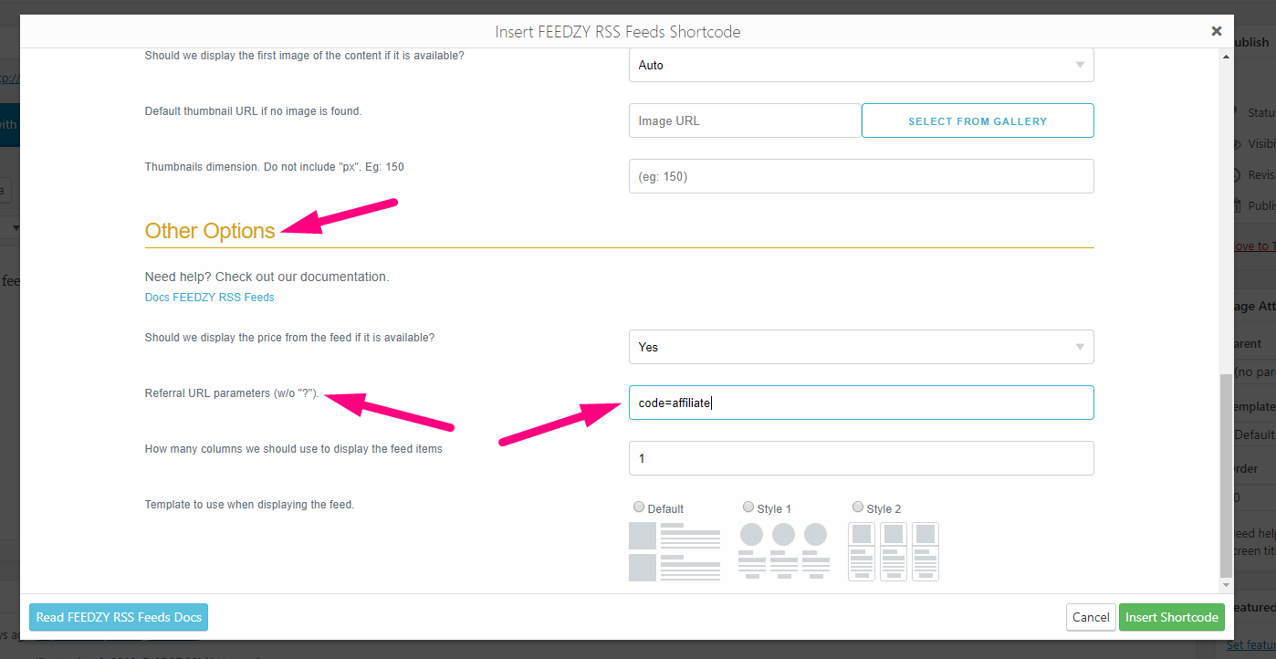 How to add affiliate referrals to feed URLs in Feedzy - ThemeIsle Docs