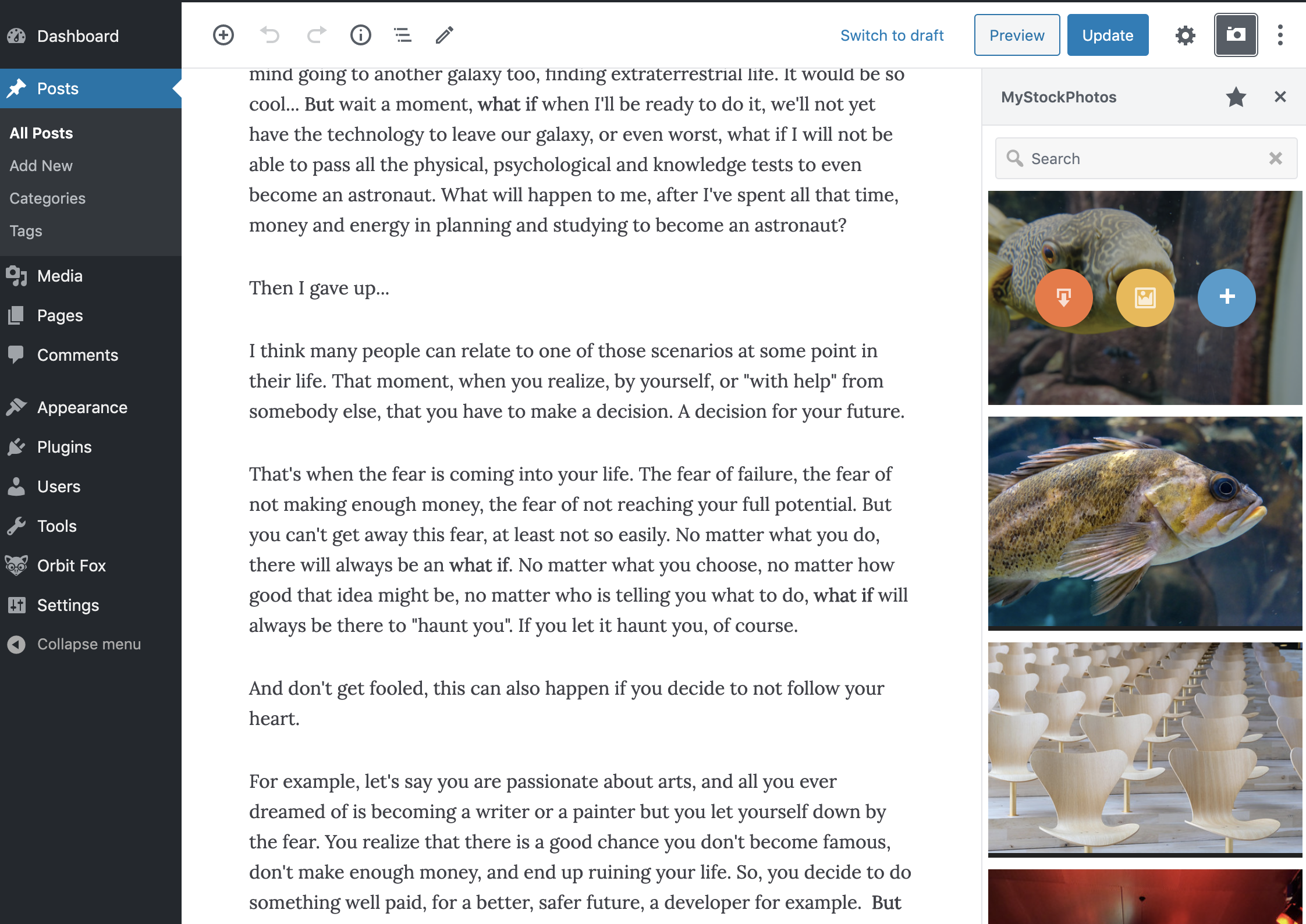 Mystock Photos - Orbit Fox module - ThemeIsle Docs