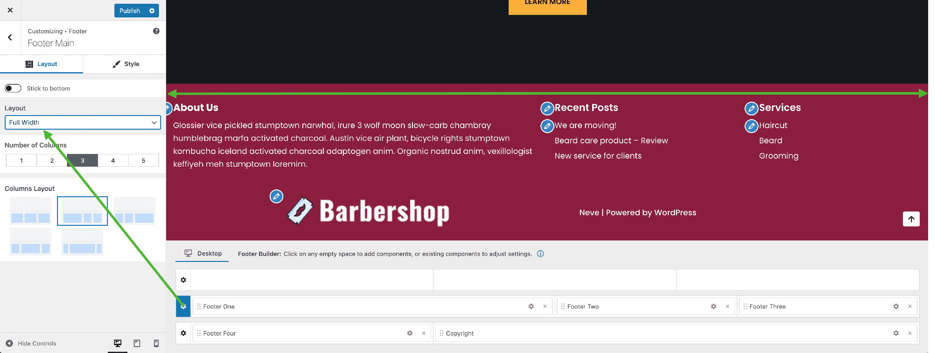 Neve Footer Builder - ThemeIsle Docs