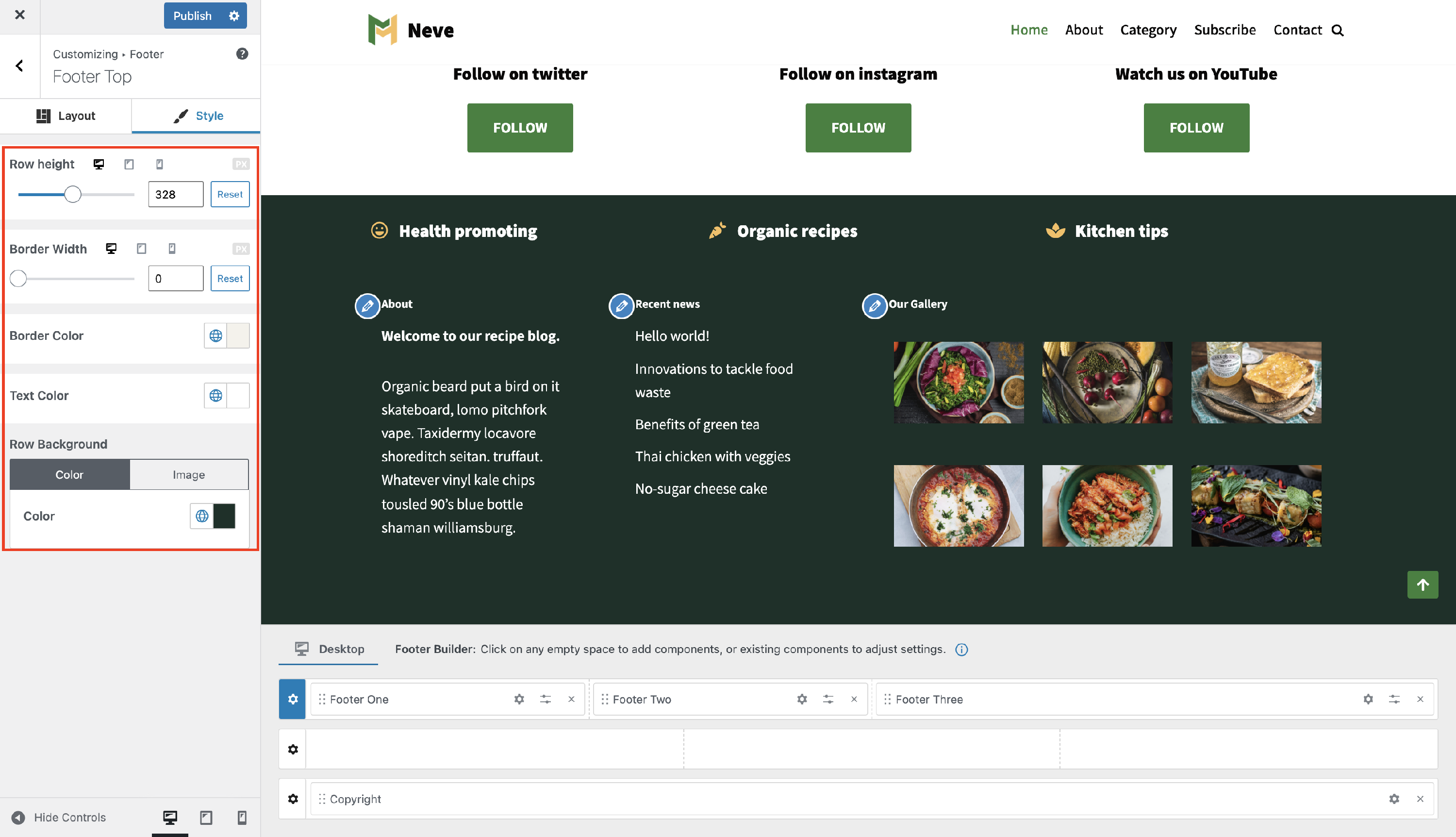 Neve Footer Builder - ThemeIsle Docs
