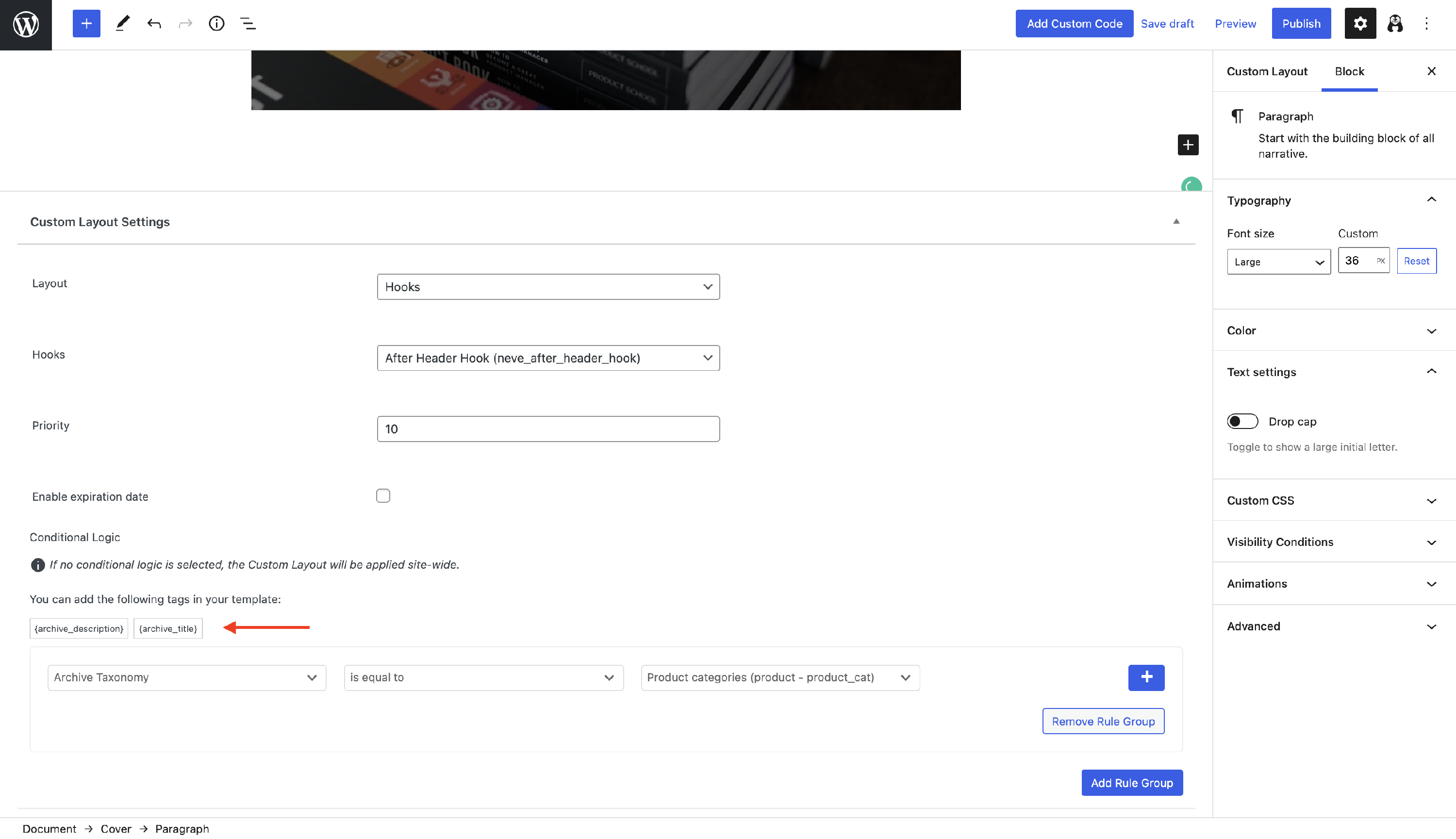 How to create a Page Header for the Product Categories using the Custom Layouts Module ...
