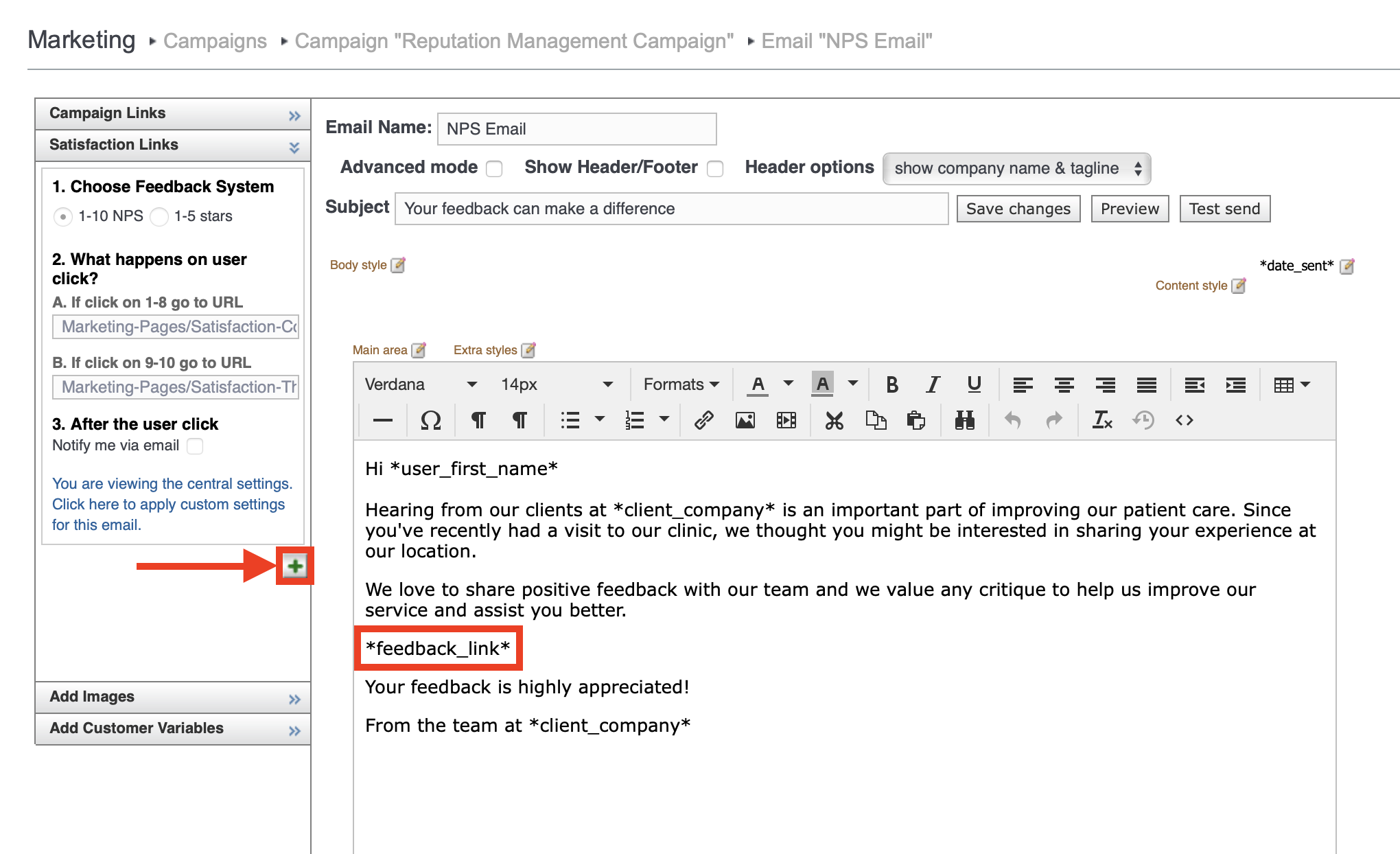 How to add NPS widget to emails - PatientSites Knowledge Base