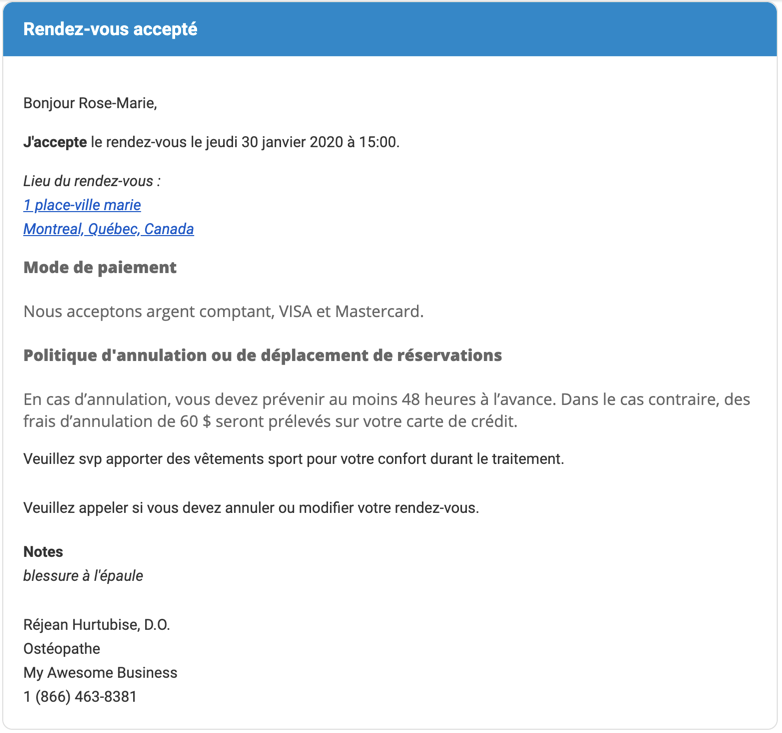 Envoi de courriels ou notifications - GOrendezvous Aide