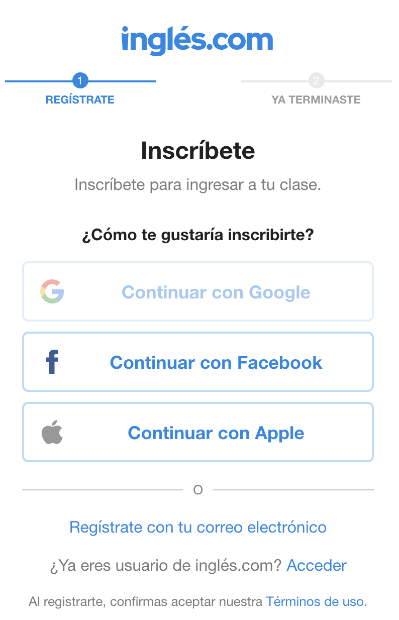 Cómo inscribirte en una clase en inglés.com - inglés.com Apoyo