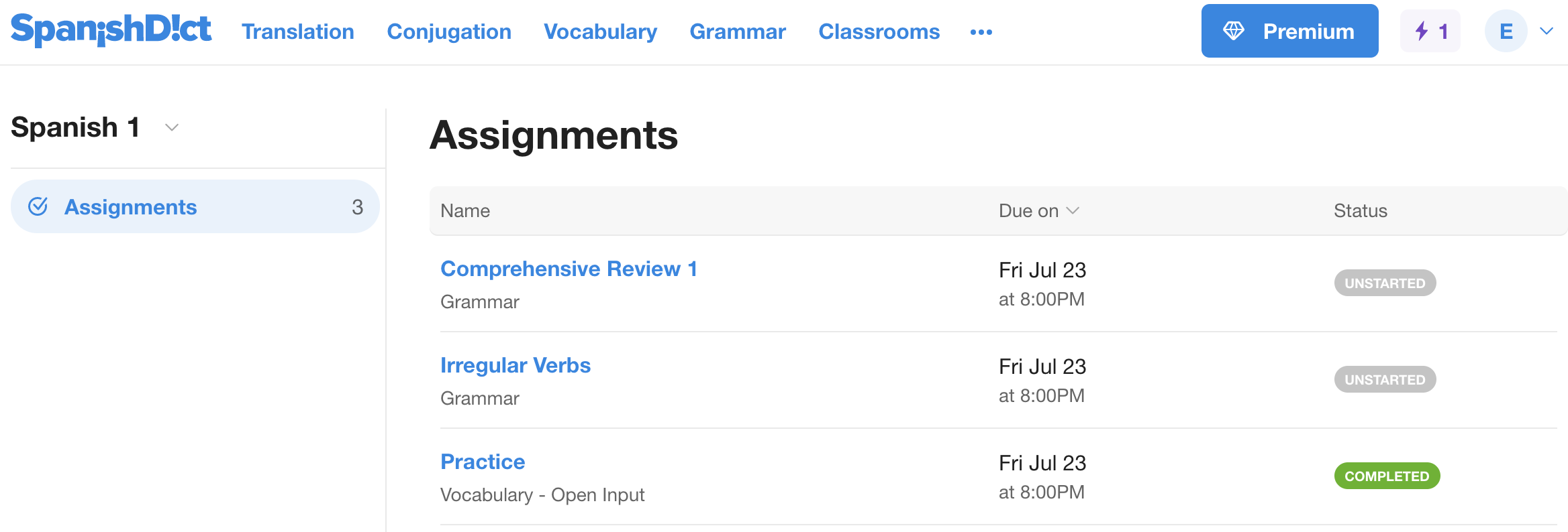 Grammar Assignments Overview - SpanishDict Support