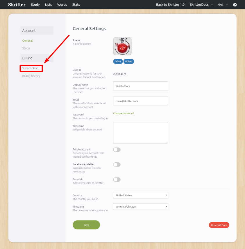 Payments and Billing - Skritter