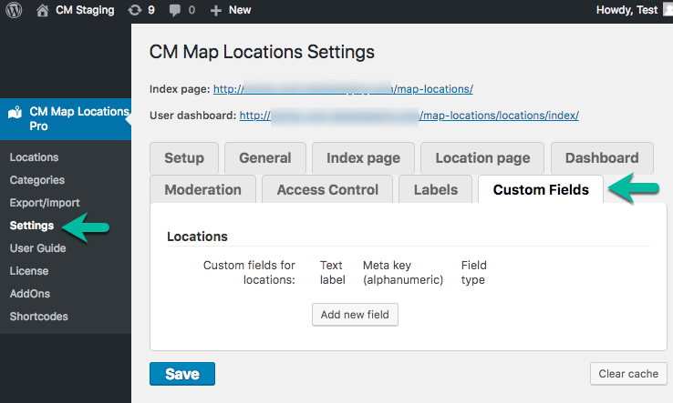 CM Map Locations - Add-on - Custom Fields - CreativeMinds Products Documentation