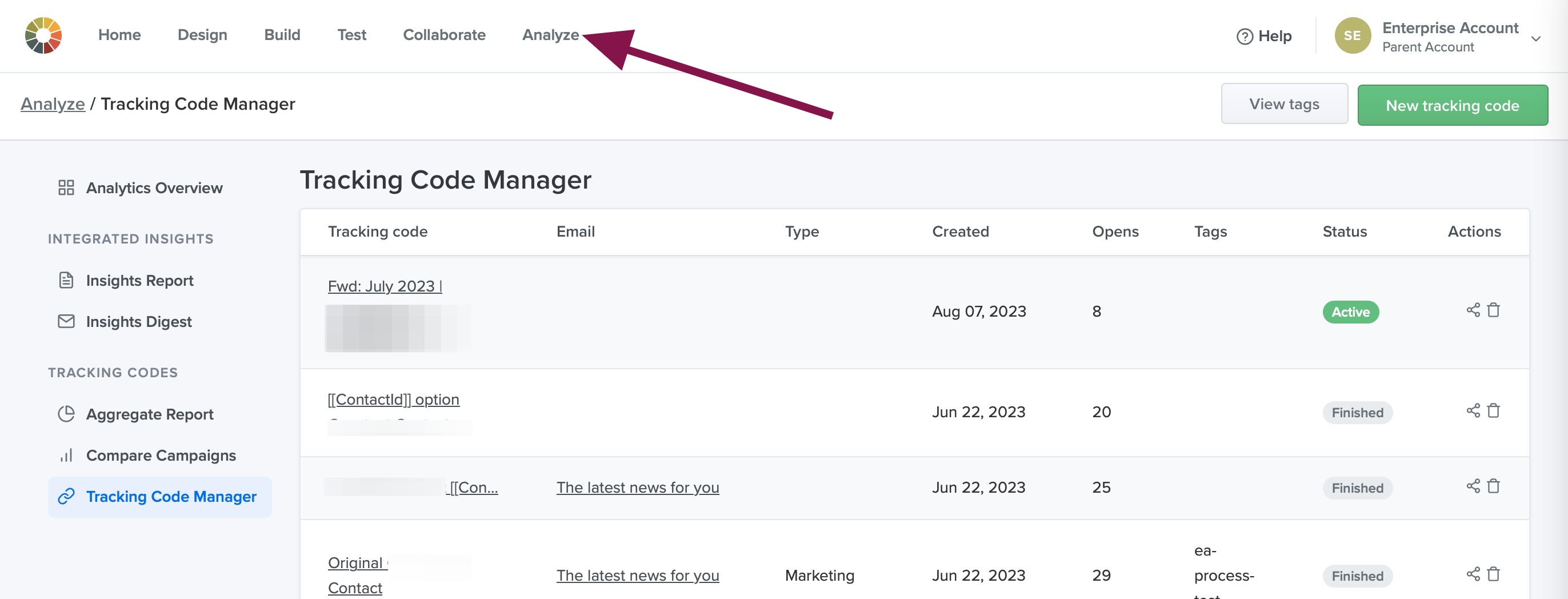 Create And Manage A Litmus Tracking Code Help Litmus