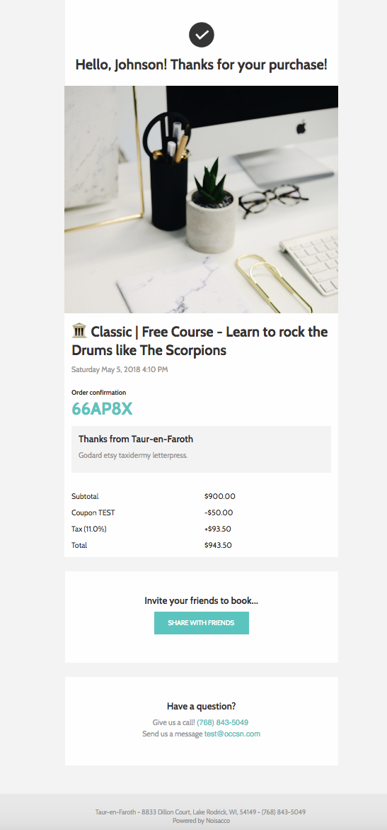 Emails Associated With Order Confirmation - Occasion Knowledge Base