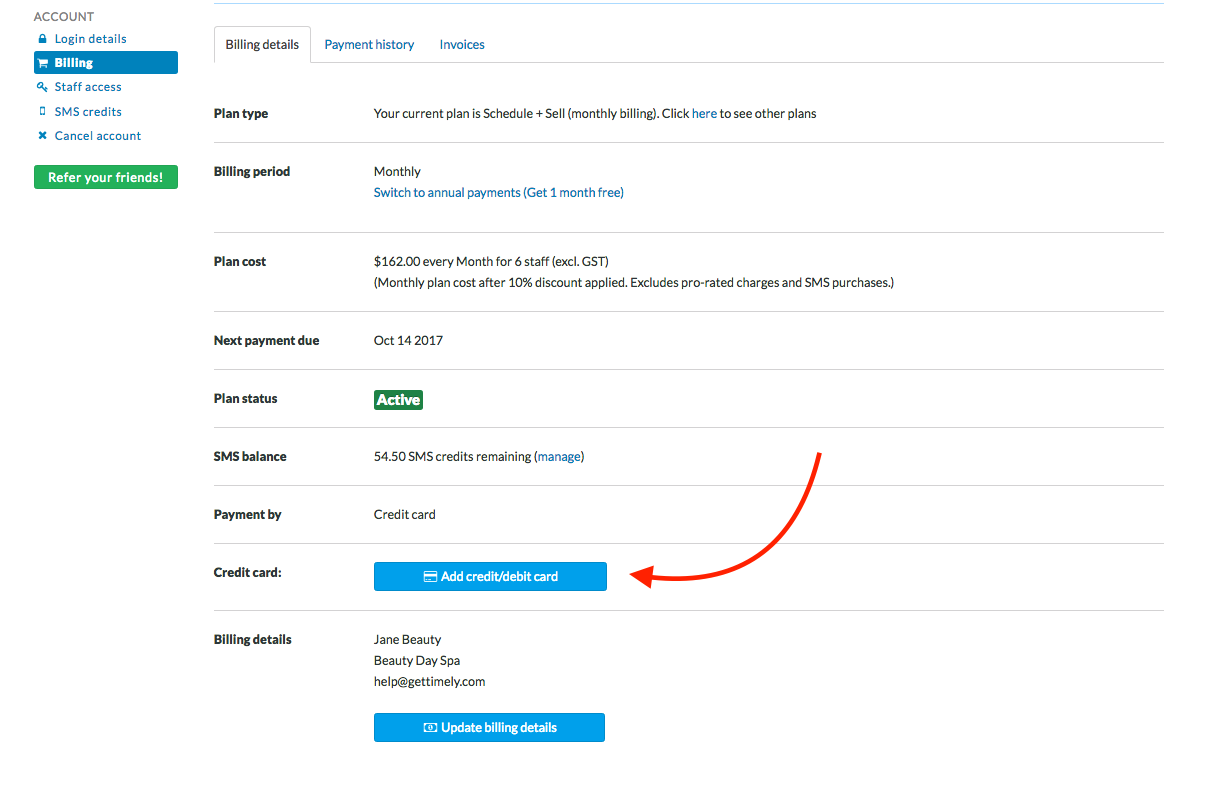 How to update your billing details – Timely