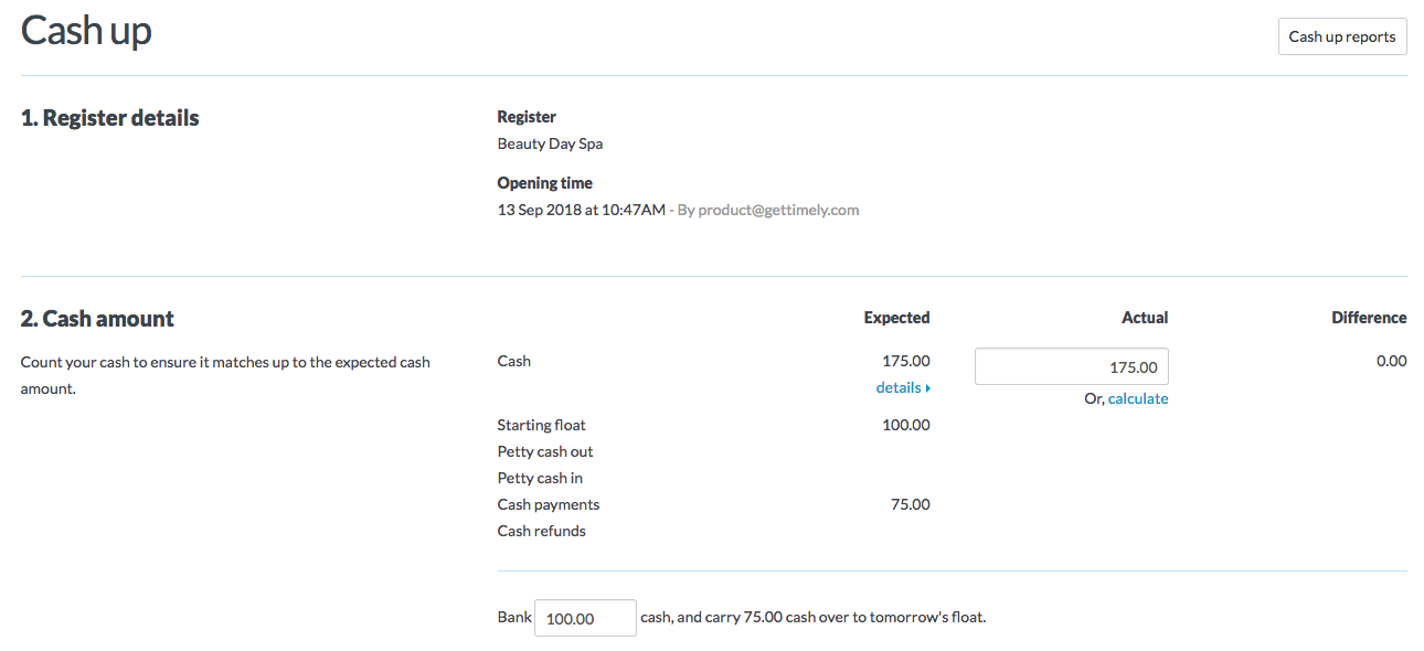 How to perform a cash up – Timely