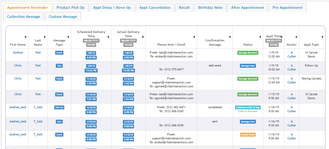 Using Message Logs to View Message Status
