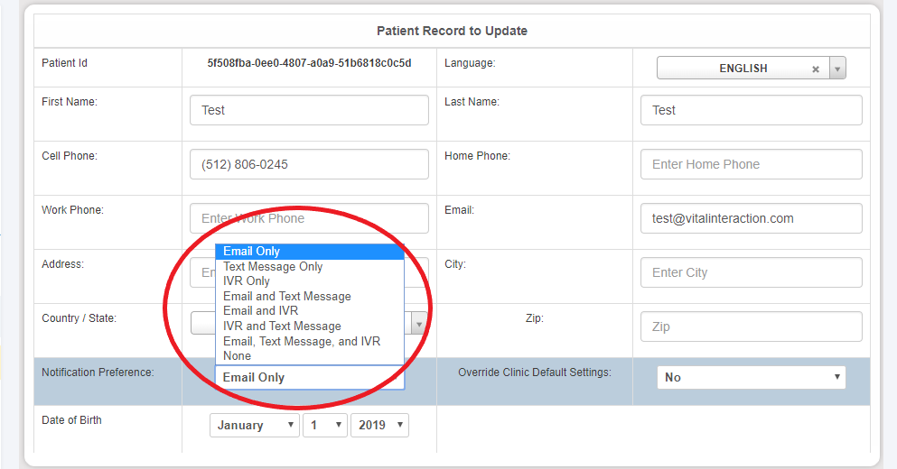 Change Patient Notification Preferences