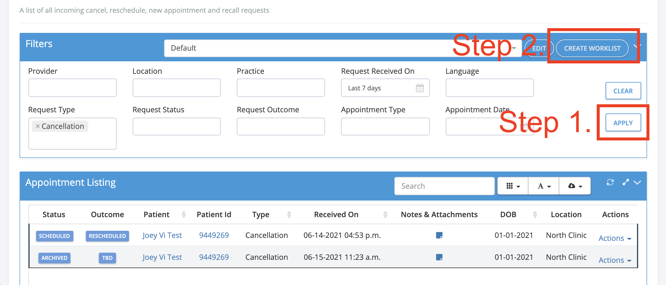 How Do I Filter And Create a Saved Worklist on the Appointment Worklist?