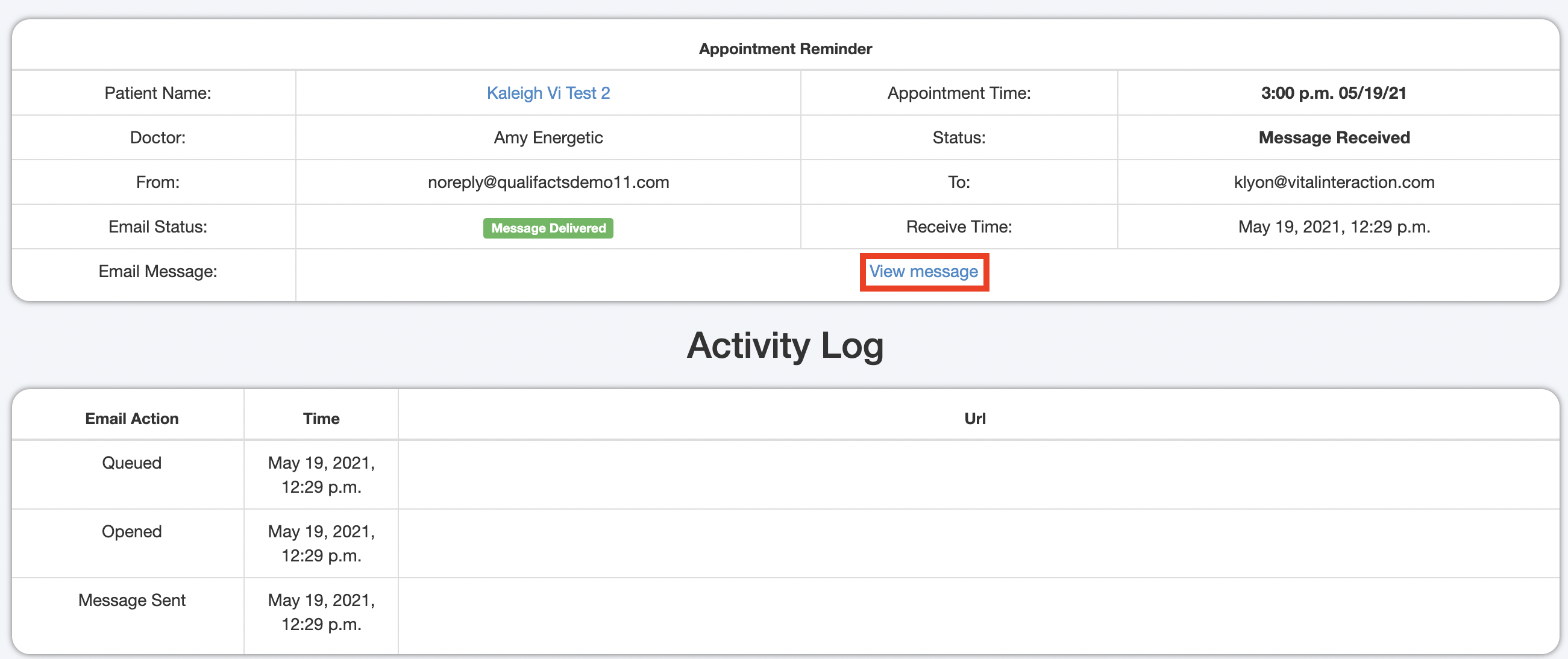 Where can I research a patient's reminder messages?