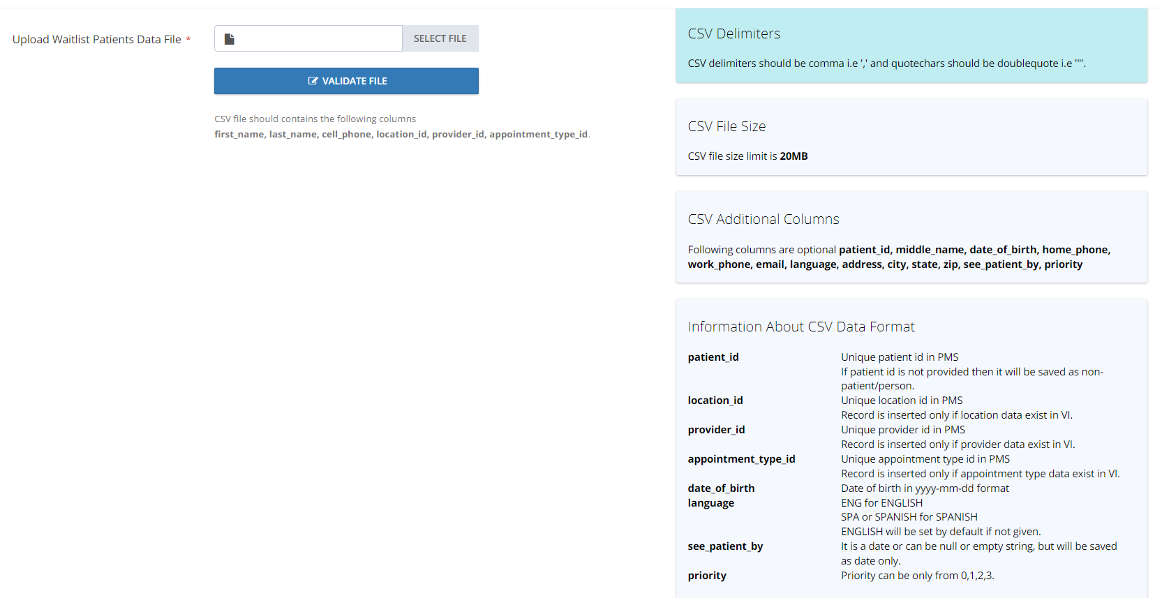Patient Waitlist - Bulk Upload