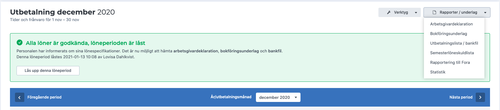Rapportering till Fora - Personalkollens kunskapsbank