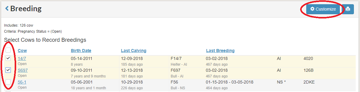 Breeding cows - CattleMax Help
