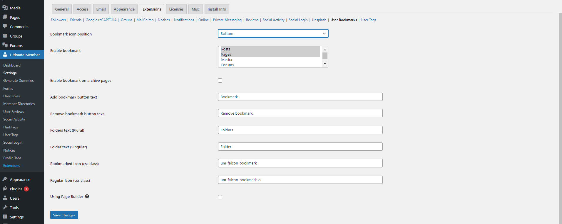 User Bookmarks setup - Ultimate Member