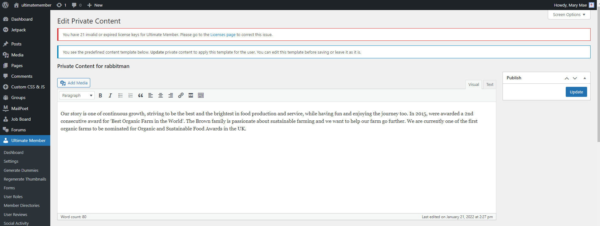 Private content setup - Ultimate Member